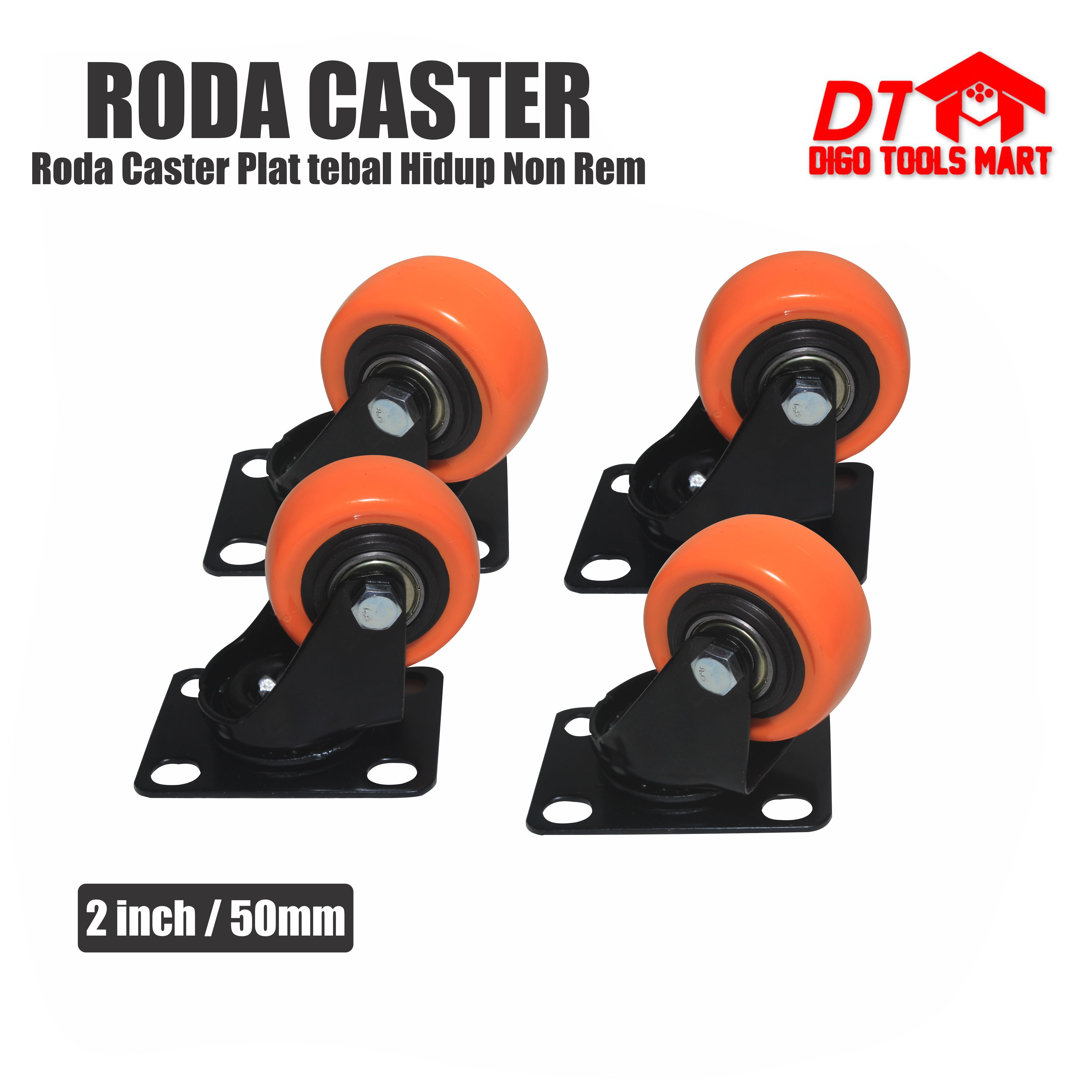 Roda Caster Plat Tebal Hidup 2 Inci Non Rem Roda Nilon Tebal 4 Pcs ...