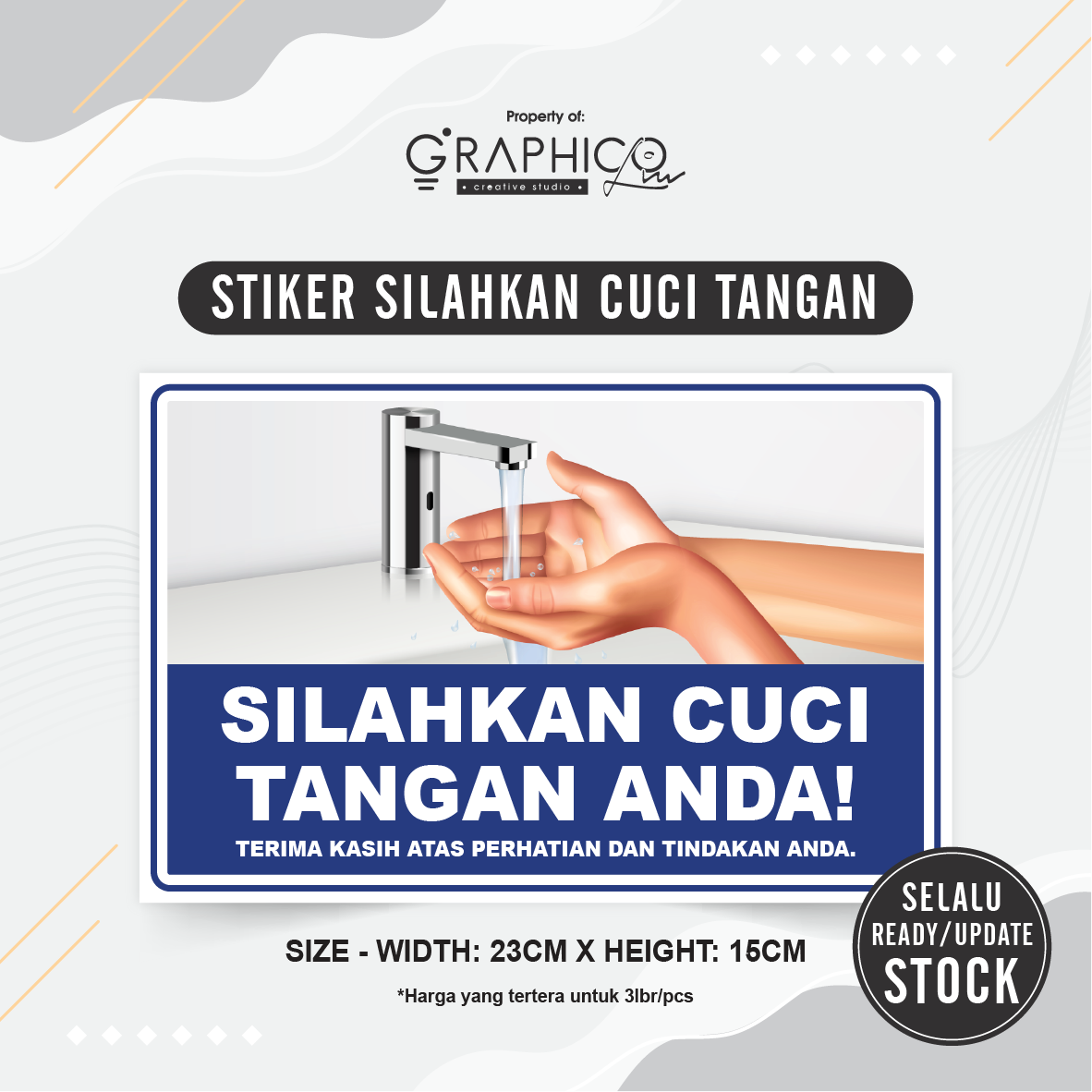 Stiker Silahkan Cuci Tangan Anda - Per/3 lembar (23x15cm) | Lazada ...