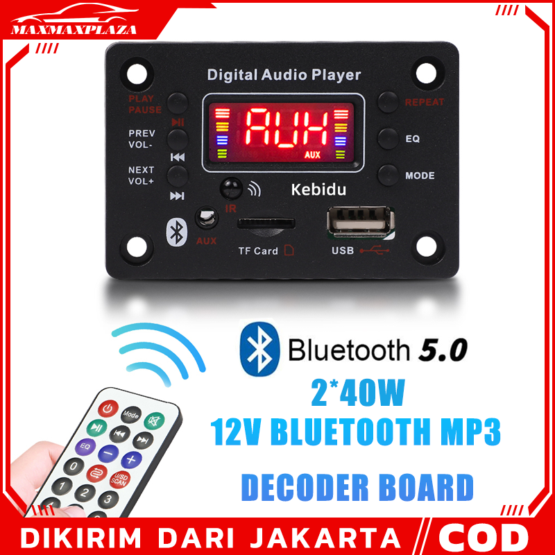(Dikirim Dari Jakarta) 2*40W 80W Amplifier Bluetooth 5.0 MP3 Decoder ...