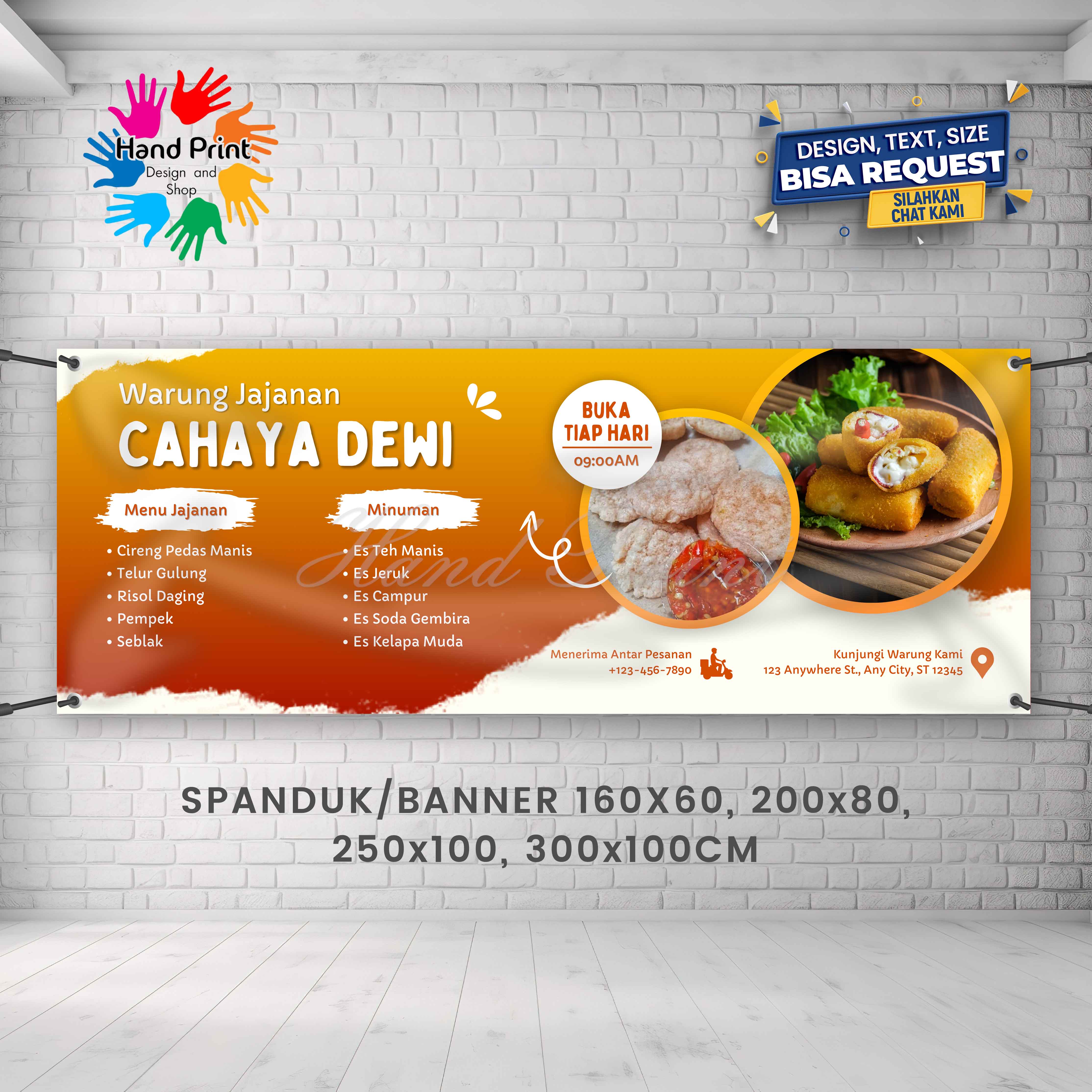Cetak Spanduk Banner Warung Jajanan MMT Spanduk Custom 300x100CM ...