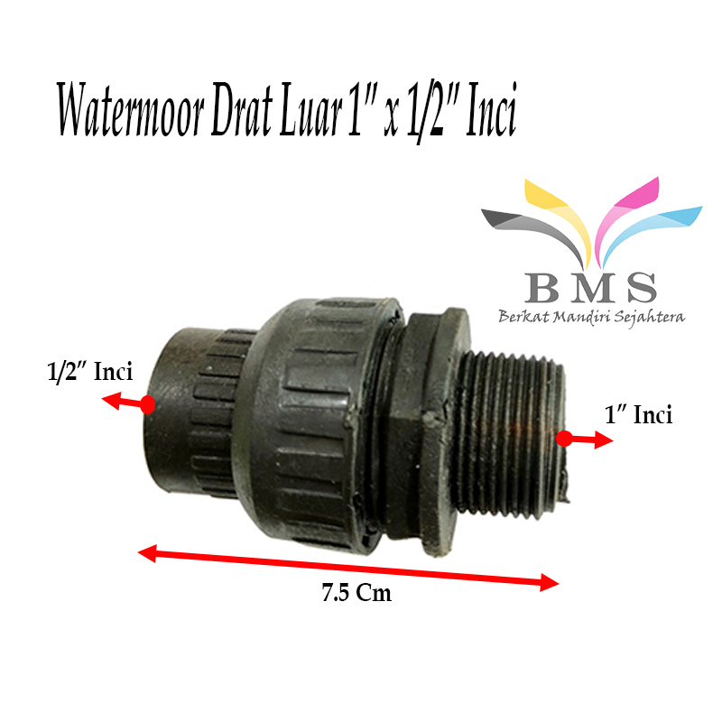 BMS - Watermur / water mur / Water Mor Drat Luar Drat Dalam PVC 1"x1/2 ...
