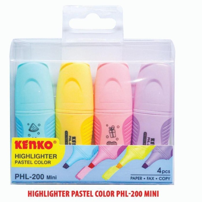 Kenko 4 Pcs Highlighter Mini Warna Pastel Stabilo Textliner | Lazada ...