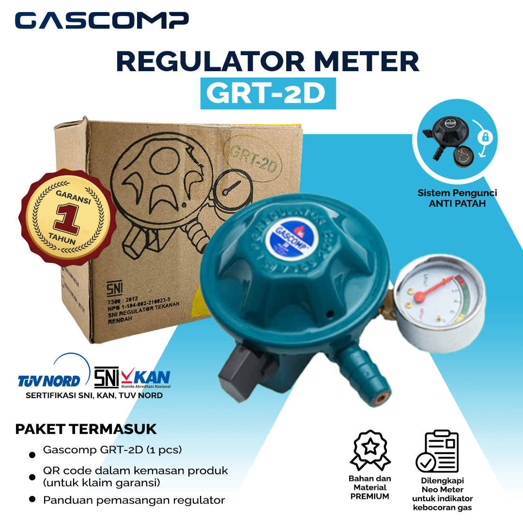 GASCOMP - Regulator Meter (GRT-2D) SNI Kepala Regulator Gas Anti Bocor ...