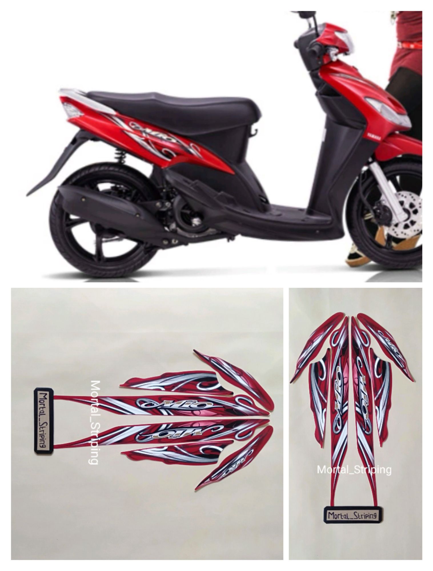 STICKER SET STRIPING YAMAHA MIO SPORTY 2010 2011 MERAH STANDAR | Lazada ...