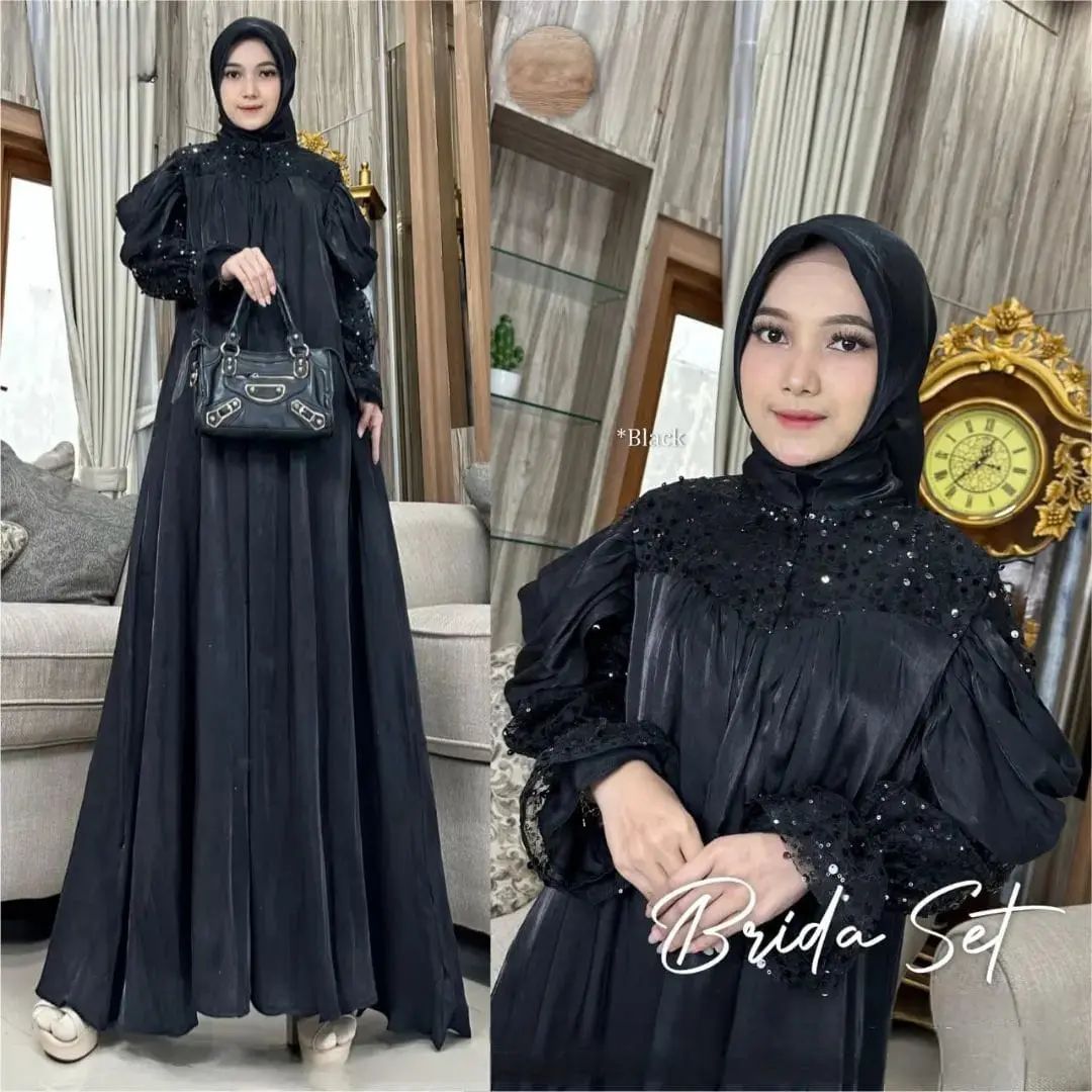 Brida Dress Busui Friendly Terbaru 2024 Bahan Shimerr Mix Squin Payet ...