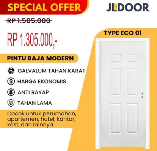 PAKET PINTU BESI BAJA RINGAN SIAP PAKAI TYPE ECO 1 WARNA PUTIH GRATIS ...