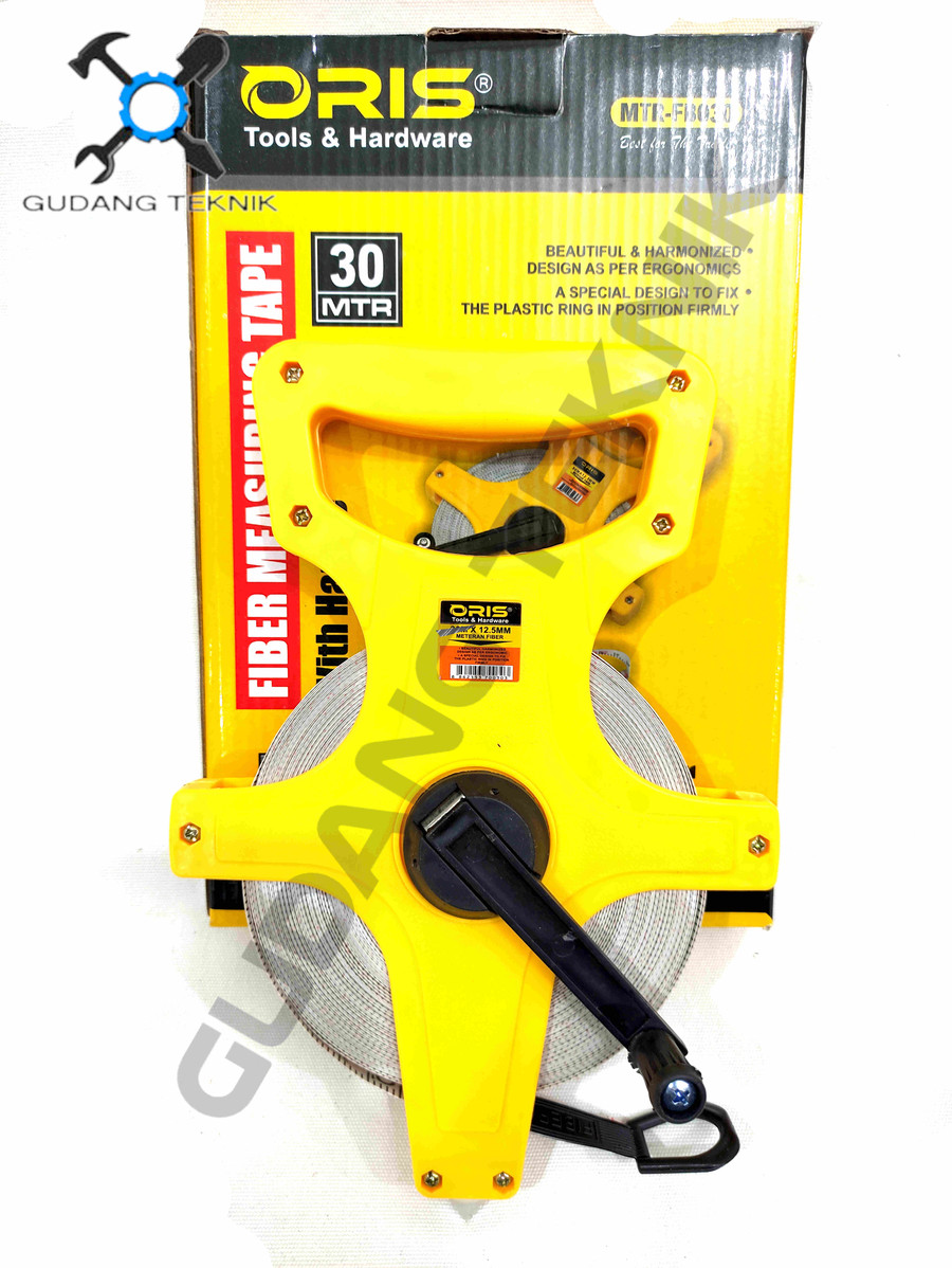 Meteran Roll Tancap FIBER 30M 50M 100M ORIS / Meteran Handle Tanah ...