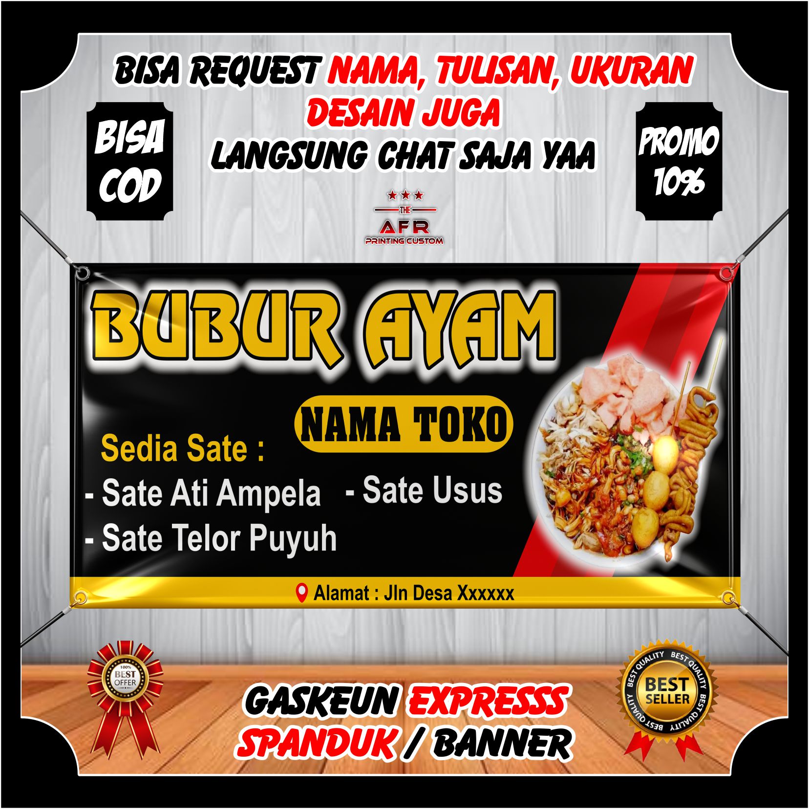 Spanduk Banner Backdrop Bubur Ayam - Banner Jualan Bubur Ayam Desain ...