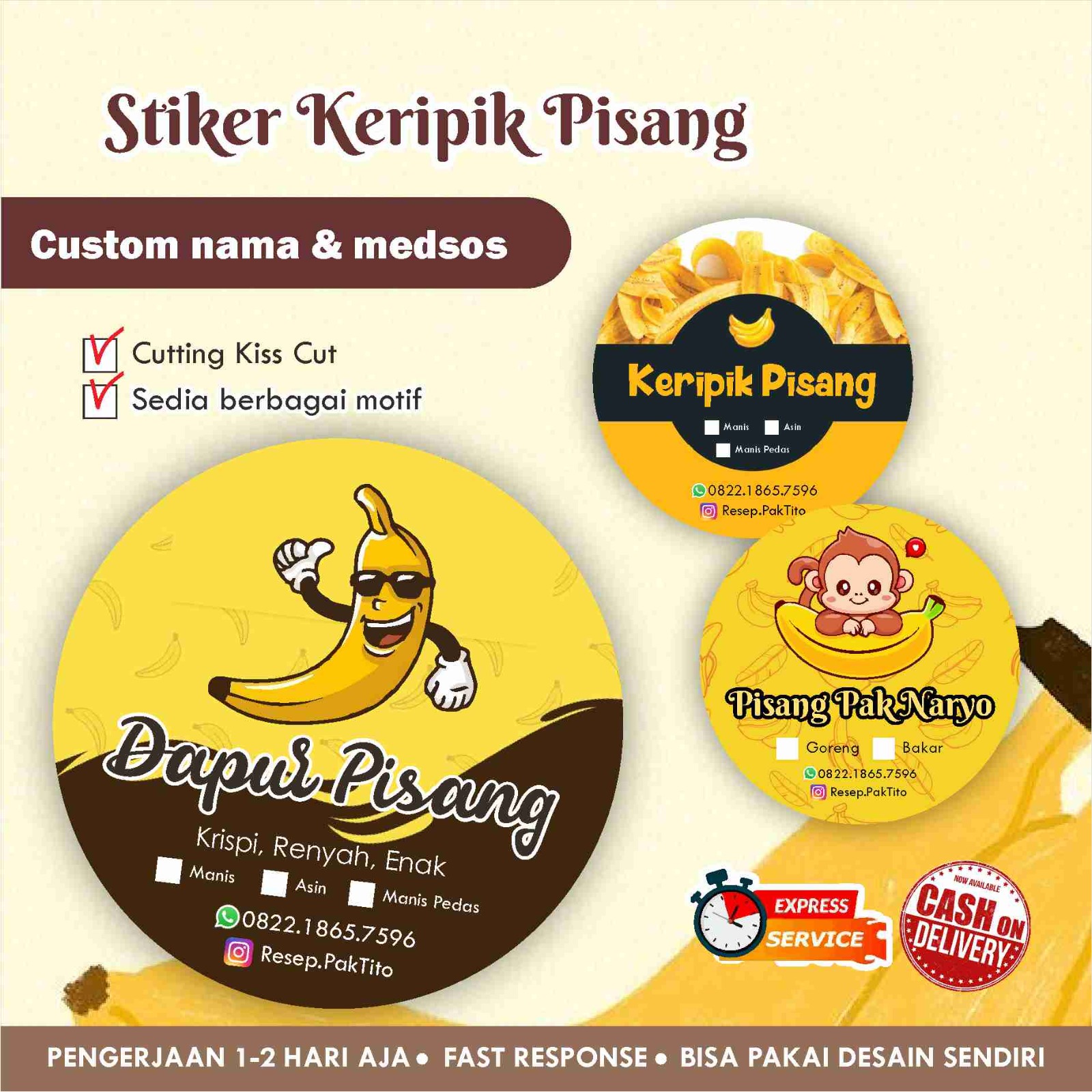 Stiker Cromo keripik pisang / Stiker kemasan makanan / Label Makanan ...