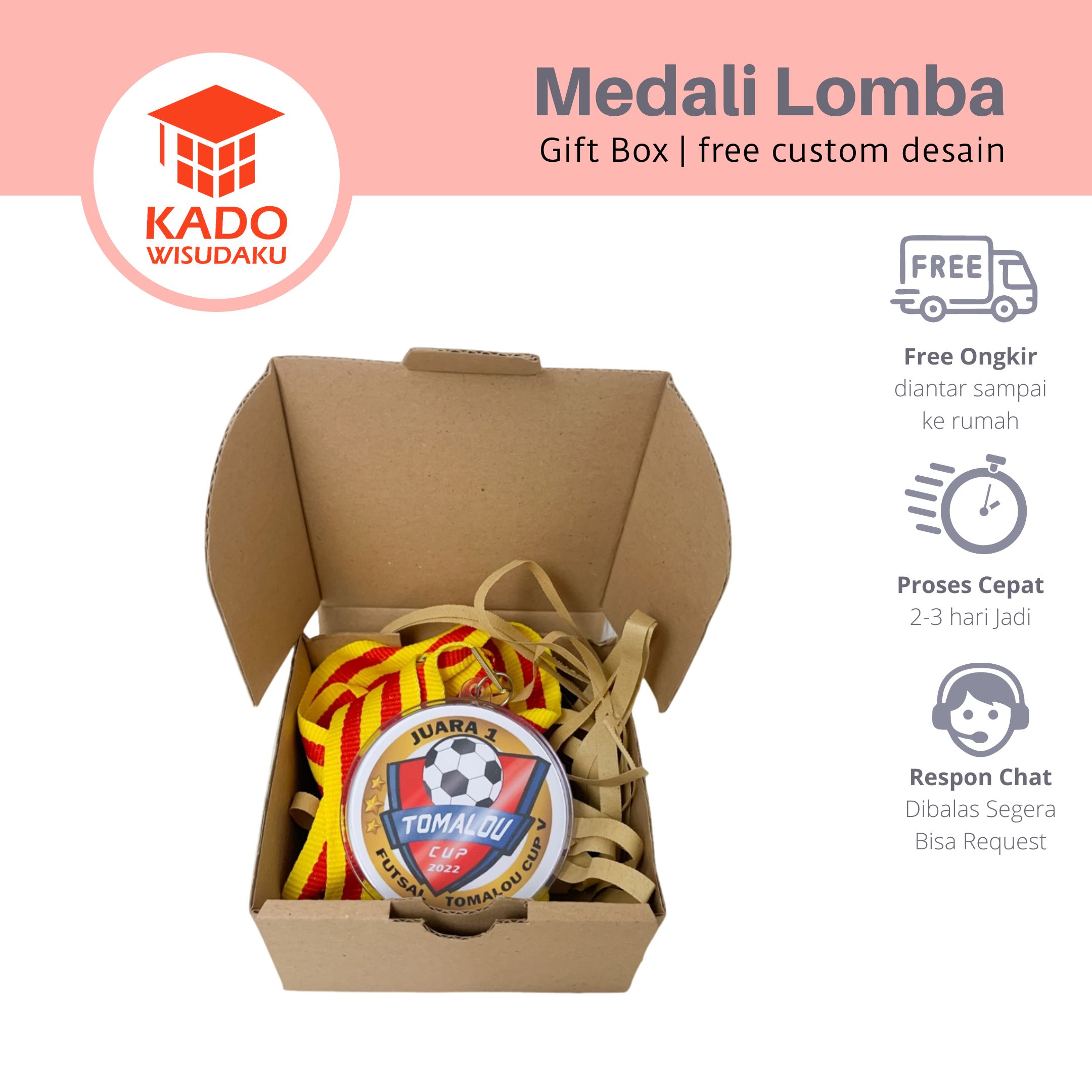 Medali Hadiah Lomba Custom Satuan Gift Box Acara Perlombaan | Lazada ...