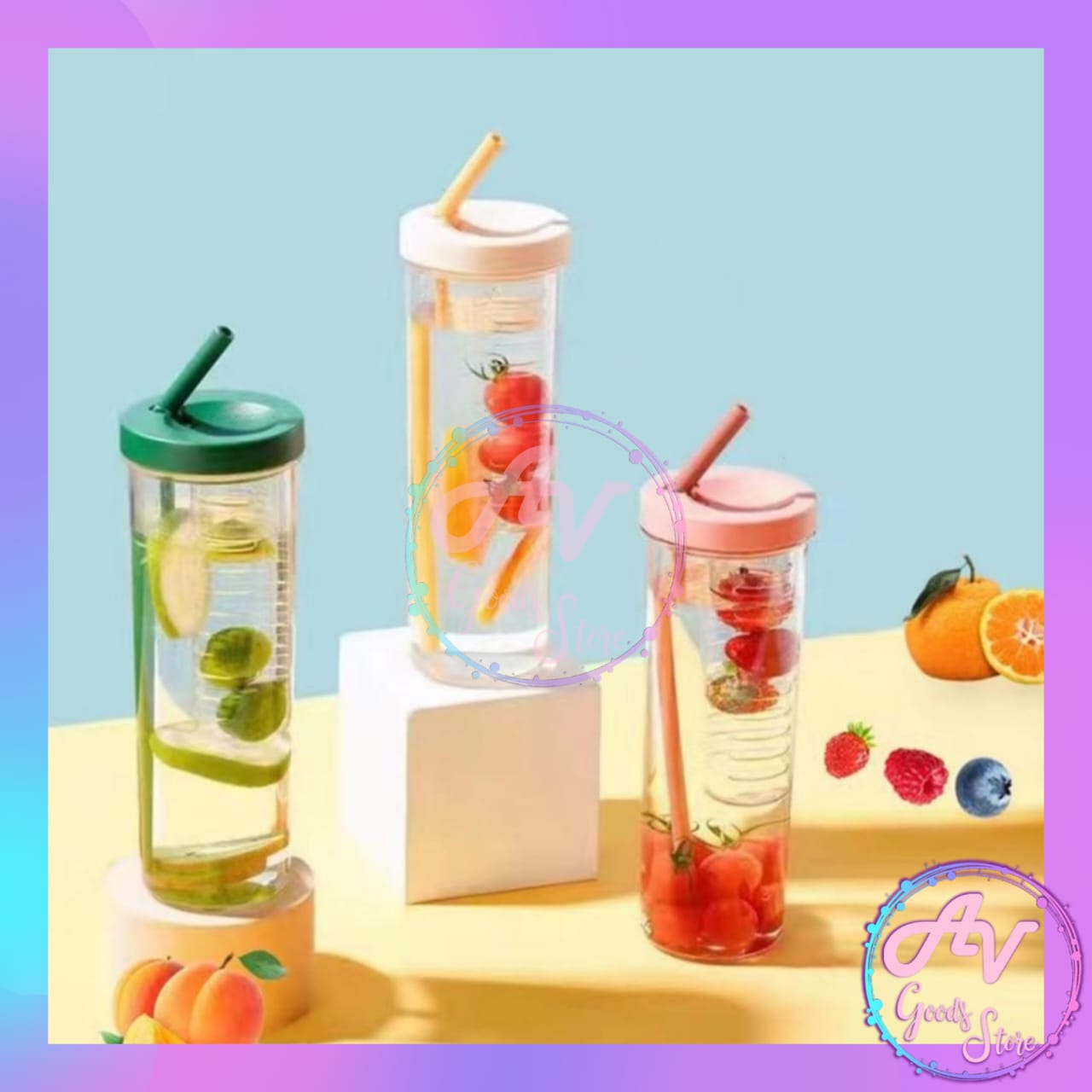 Botol Minum Infused 700ml / Botol Air Infused Water + Sedotan BZ110 ...