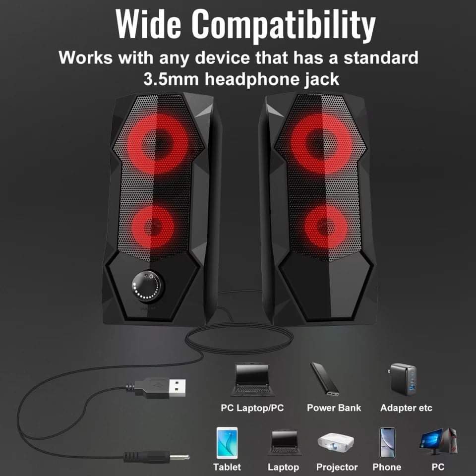 speaker laptop super bass gaming RGB Multimedia Stereo Speaker Spiker ...