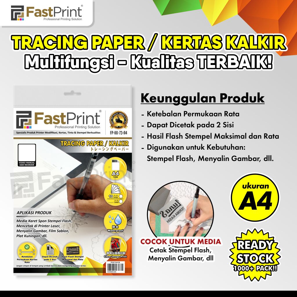 Fast Print Kertas Kalkir Tracing Paper Putih Transparan A4 73 Gram ...