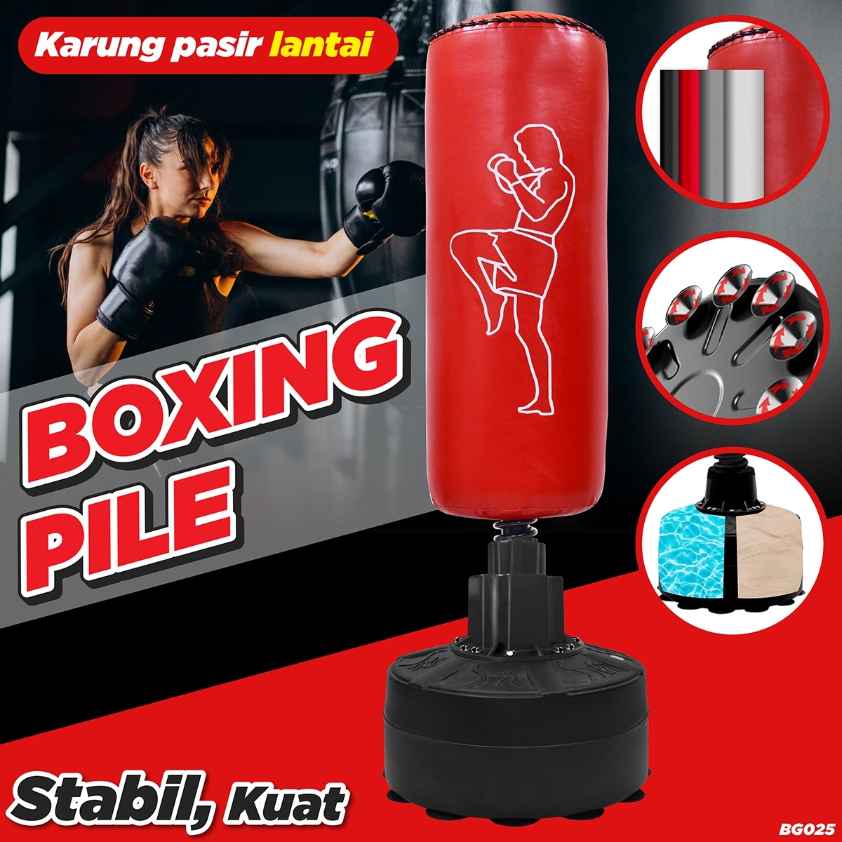 HTD Sport Samsak Tinju Stand Berdiri Bentuk Orang Boxing Pile Muaythai ...