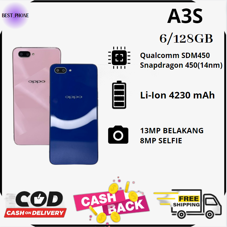 SMARTPHONE A3S RAM 6/128GB FULLSET GARANSI 1 TAHUN | Lazada Indonesia