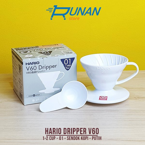 Hario V60 Dripper Set Plastic Kopi Drip V60 Pour Over Coffee 01 Putih ...