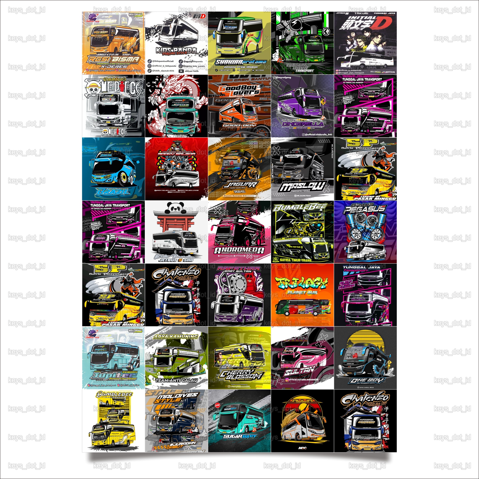 STICKER STIKER BUS BASURI KOTAK ISI 35 PCS, STICKER BUS TELOLET, STIKER ...