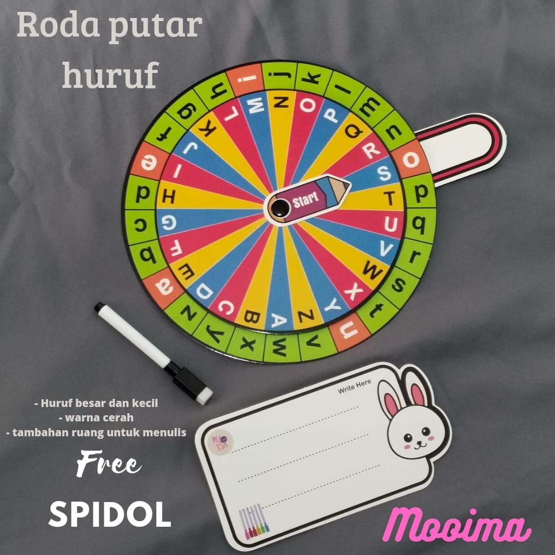 Mainan Edukasi Anak Roda Baca Roda huruf Abjad / belajar membaca suku ...