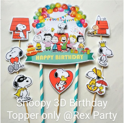Topper Kue Snoopy/Snoopy Cake Topper/Snoopy 3D Birthday Topper/Peanuts ...