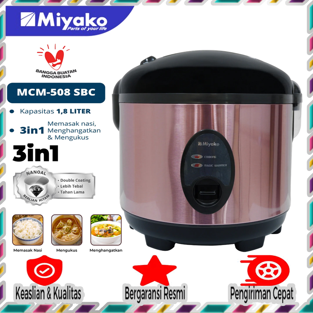 Miyako MCM-508 SBC Merupakan penanak nasi dengan fungsi 3 in 1 yaitu ...