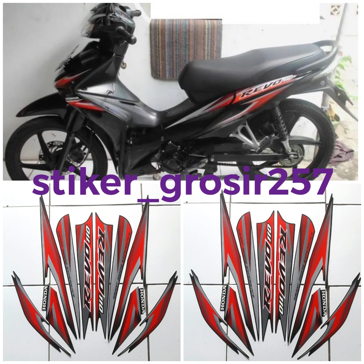 STIKER STRIPING & LIST BODY MOTOR REVO ABSOLUTE CW 2010 HITAM MERAH ...