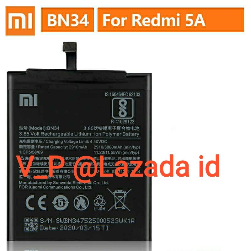 XIAOMI Redmi 5A - Baterai Battery Batre Batrei Batere Batrai Xiao Mi ...