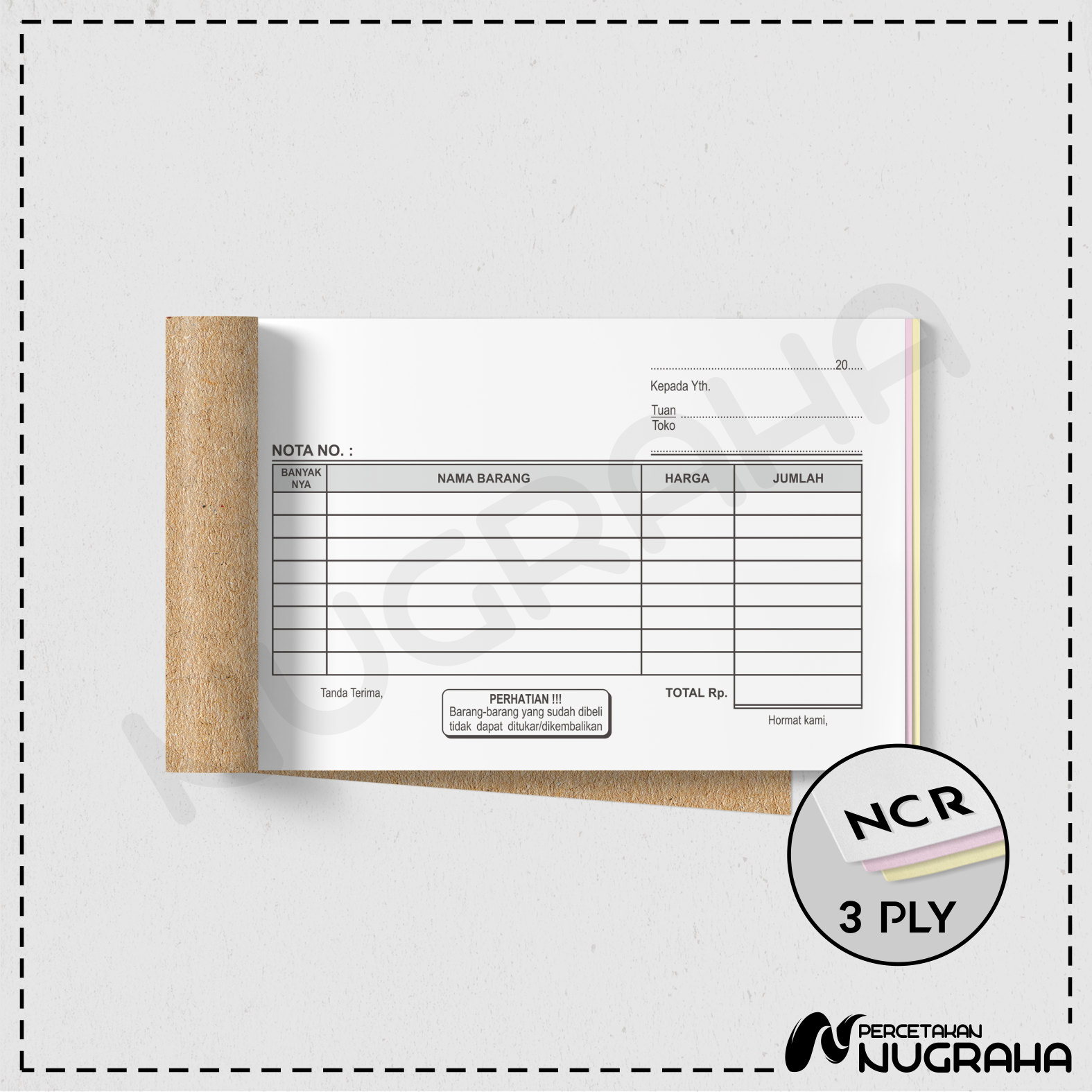 NOTA UKURAN 1/4 FOLIO 2-3 RANGKAP (PLY) / BUKU NOTA KONTAN | Lazada ...