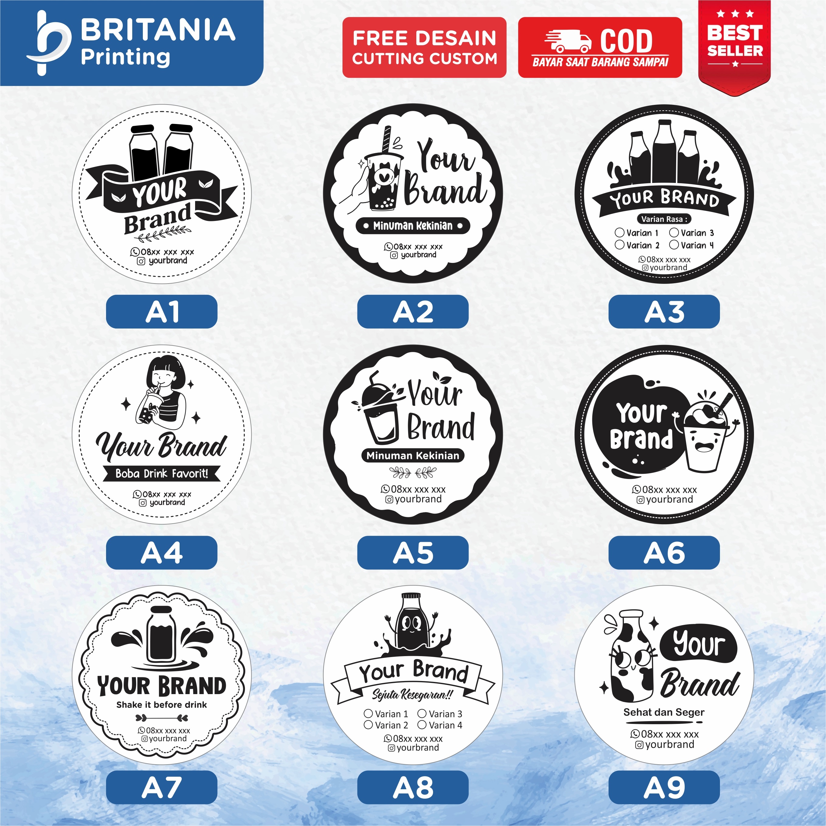 Cetak Stiker Label Kemasan Minuman / Stiker Label Makanan Minuman Tahan ...