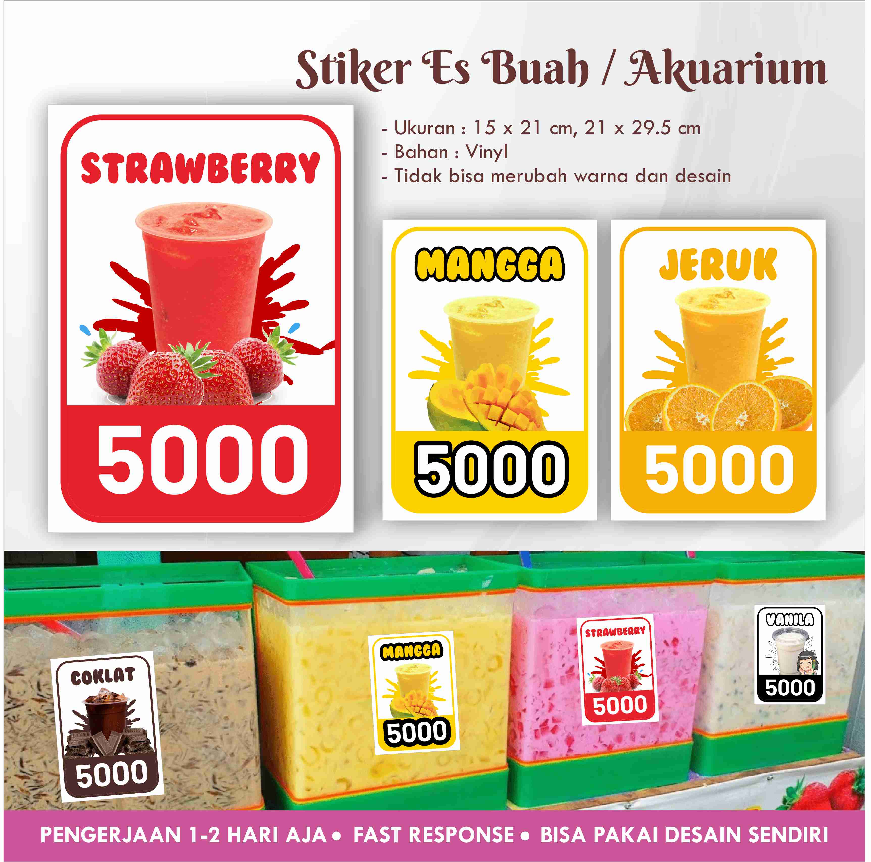 SIKER ES BUAH AKUARIUM VINYL / Stiker kemasan minuman / stiker cup ...