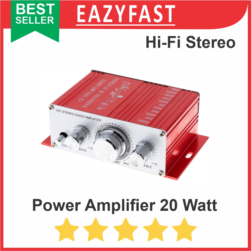 Ampli Mini Power Amplifier Speaker Aktif Stereo Hi-Fi 20W 2 Channel ...