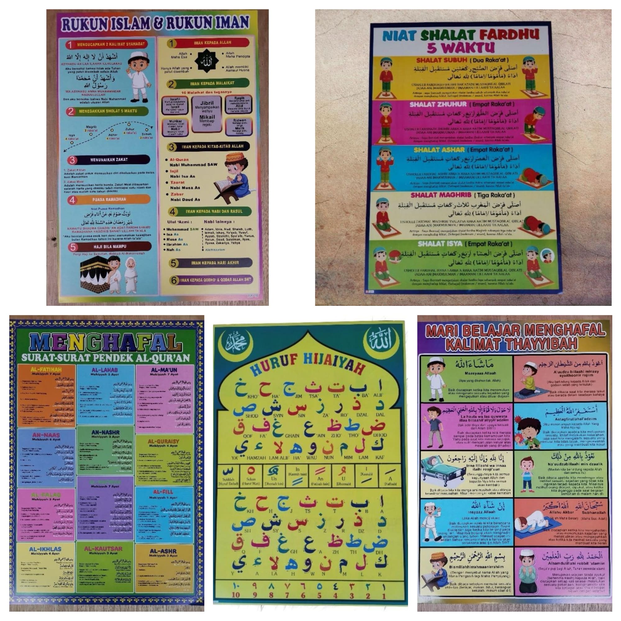 Paket 5 Poster Edukasi /Poster Dinding/ Poster Rukun Islam dan Iman ...
