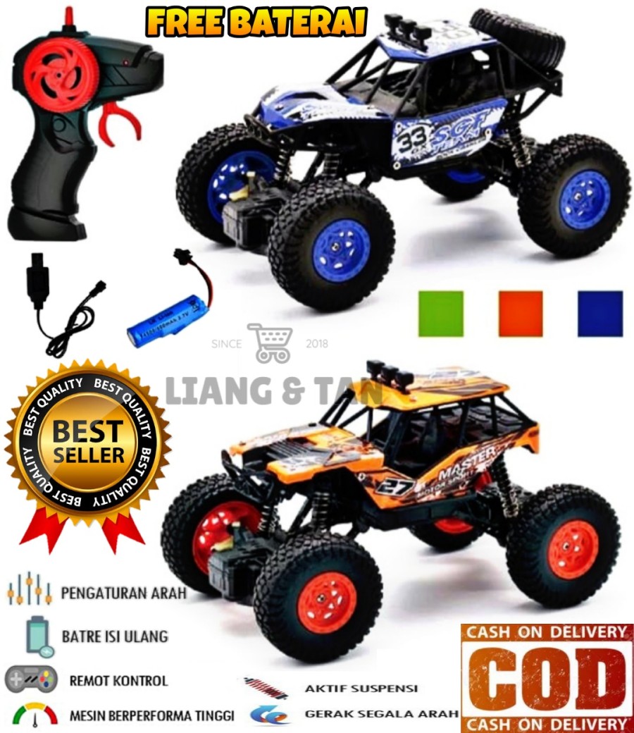 Mobil Remot 4WD ROCK CRAWLER OFFROAD 2.4Ghz Mainan RC Remote Control ...