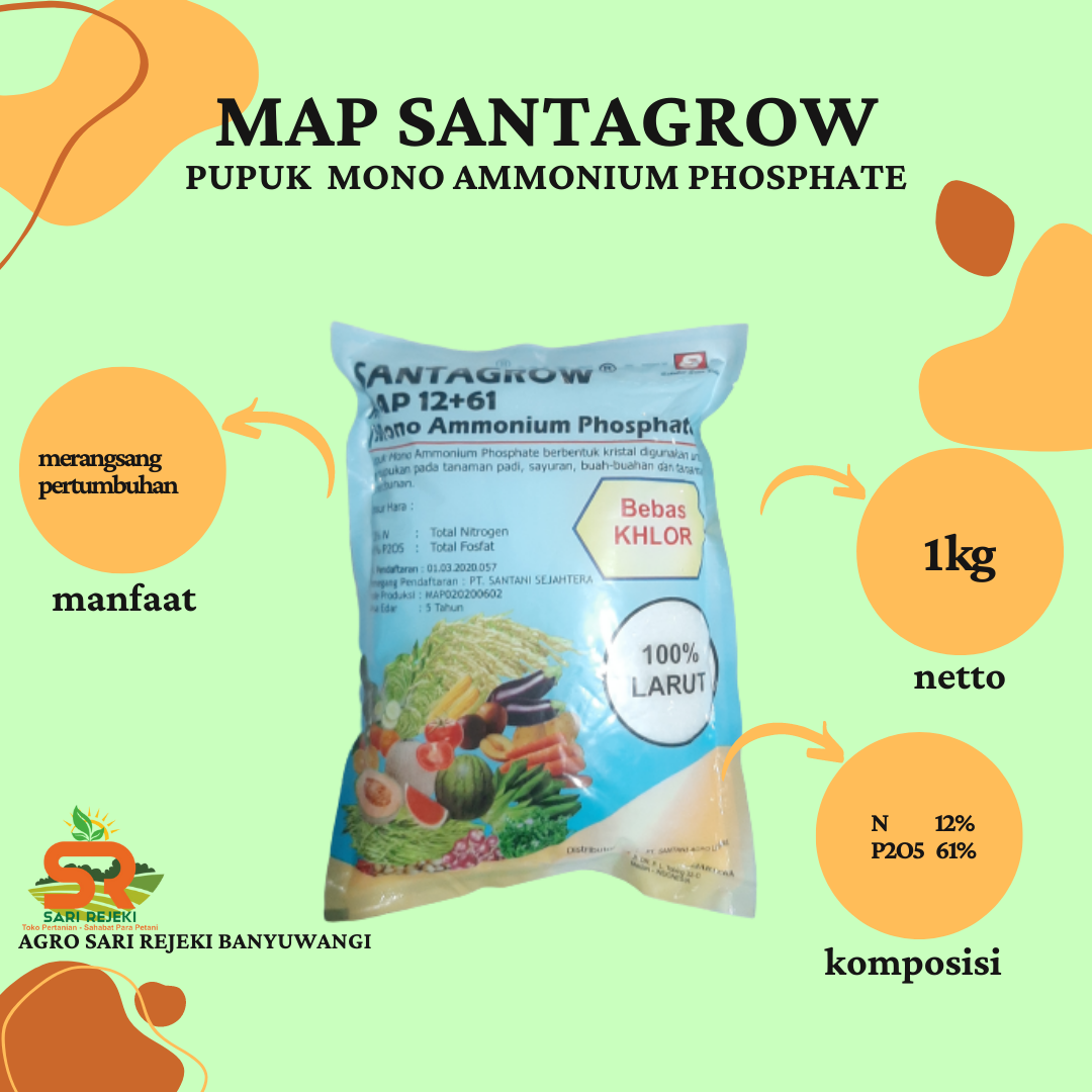PUPUK MAP SANTAGROW 12+61 kemasan 1kg memupuk | Lazada Indonesia