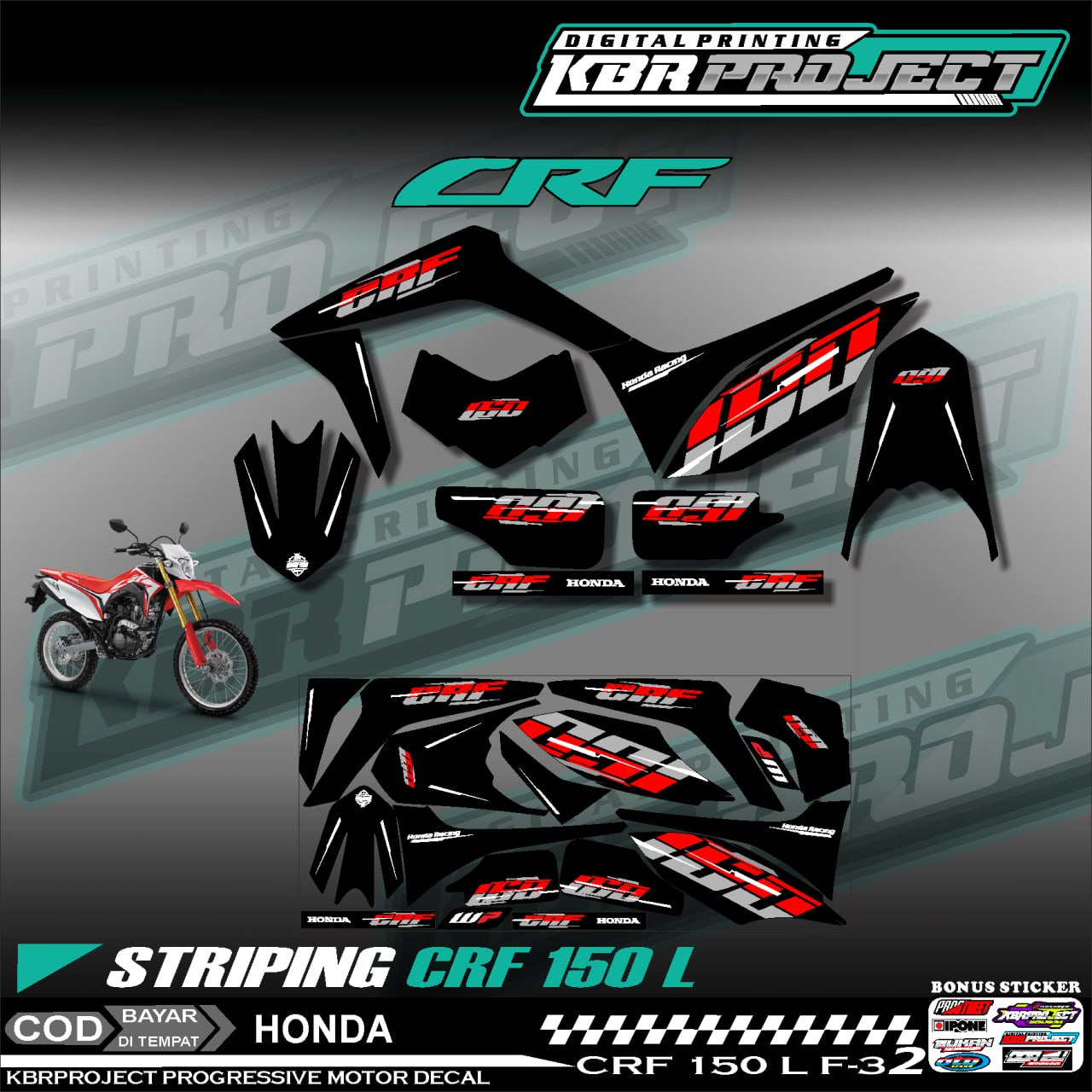 CRF 150L STIKER STRIPING PREMIUM MOTOR KEREN LIS VARIASI CRF 150L ...