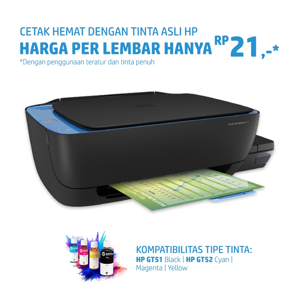 Printer HP Smart Tank 519 AiO Warna Wifi Cetak Murah (Rp 21/lembar) HP Smart Tank Wireless 580 ...