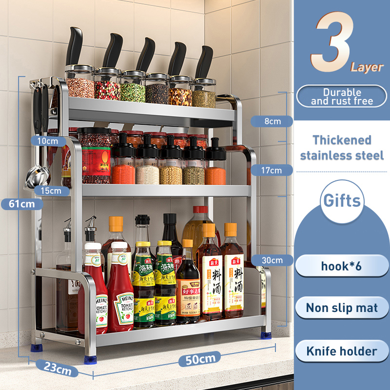 Rak Bumbu Dapur Stainless Steel Rak Dapur Stainless 3 Susun 2 Susun Rak ...