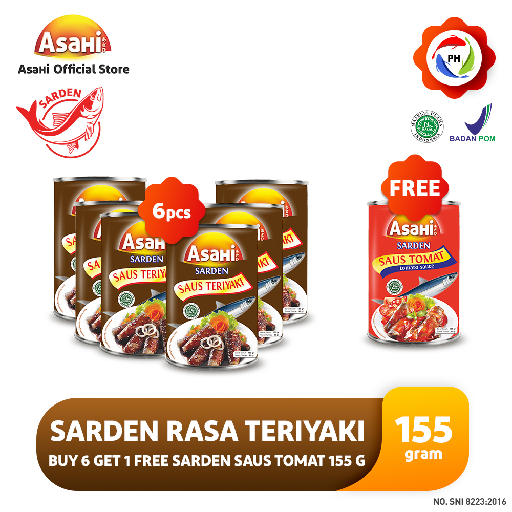 AsaHi Sarden Rasa Teriyaki 155 gr - Buy 6 Get 1 Sarden Saus Tomat 155 ...