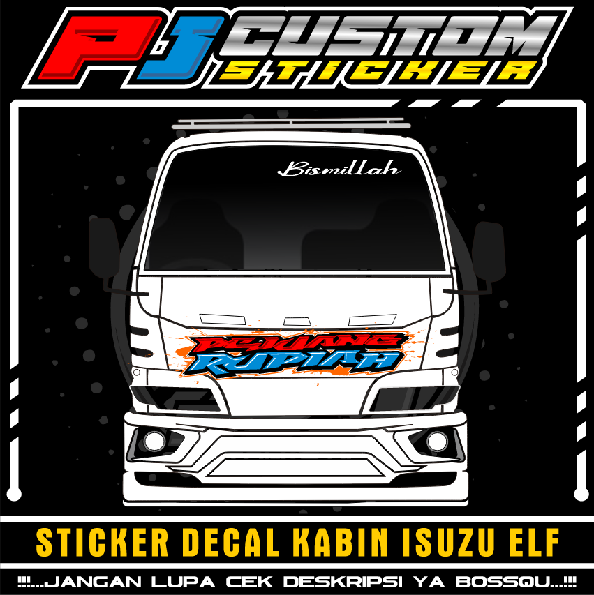 BISA COD STICKER DECAL KABIN DEPAN ISUZU ELF NKR71 PEJUANG RUPIAH ...