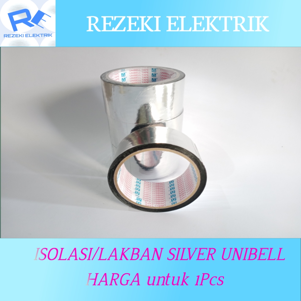 LAKBAN WARNA SILVER UNIBEL / ISOLASI AC SILVER / ALUMUNIUM FOIL/ LAKBAN ...