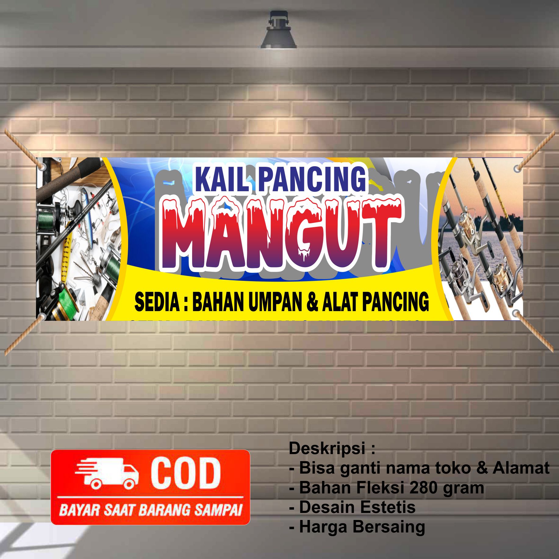 spanduk banner toko alat pancingan murah | Lazada Indonesia