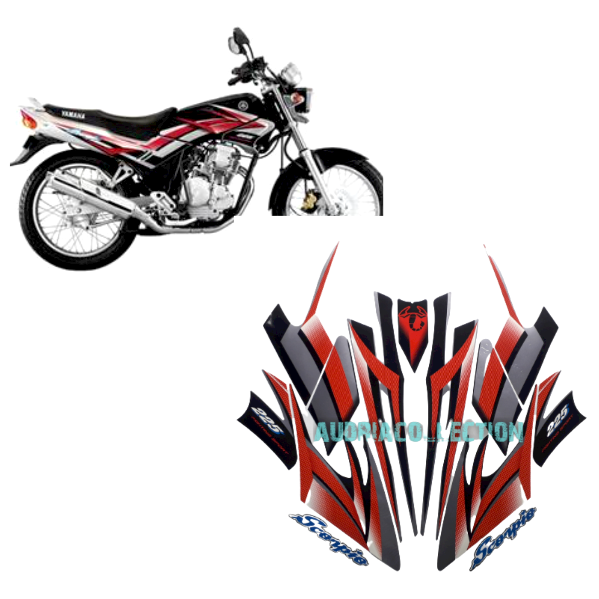 Sticker Striping Motor Yamaha Scorpio 2004 Abu-Merah | Lazada Indonesia