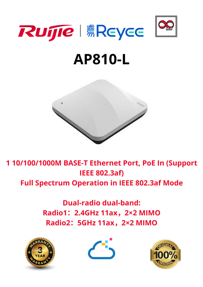 Ruijie RG-AP810-L WiFi 6 AX1800 Wall/Ceiling Wireless Access Point ...