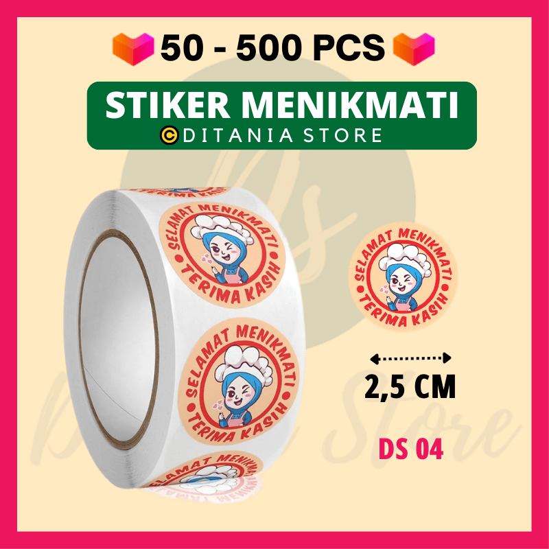 500Pcs/Rol Stiker Selamat Menikmati 2,5CM Sticker Label Jualan Makanan ...