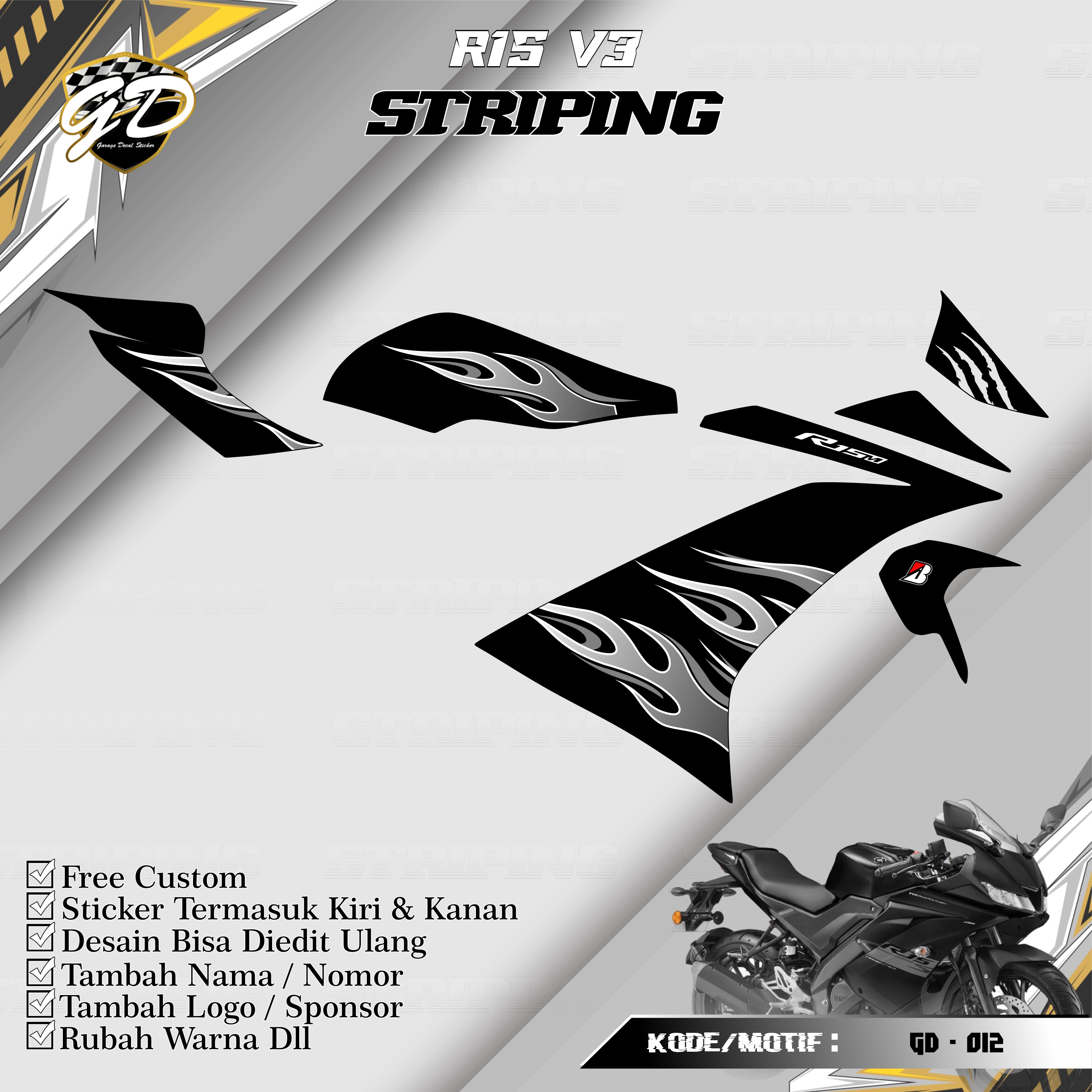 Striping R15 V3 Stiker Striping R15 V3 Striping Variasi R15 V3 GD-012 | Lazada Indonesia