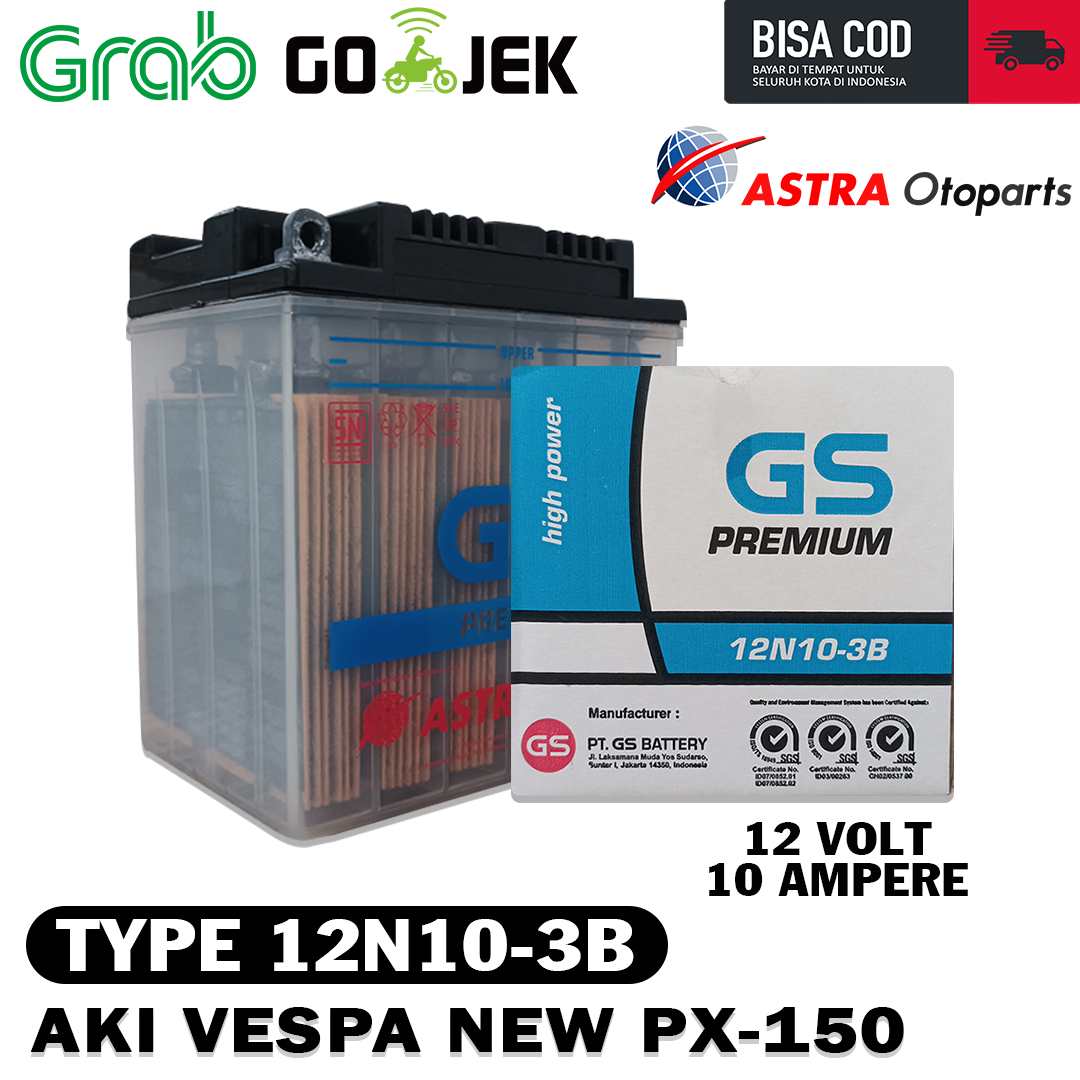 AKI GS ASTRA PREMIUM 12N10-3B. AKI VESPA Excel Series, New PX-150, X9 Evolution 250. GS ASTRA ...