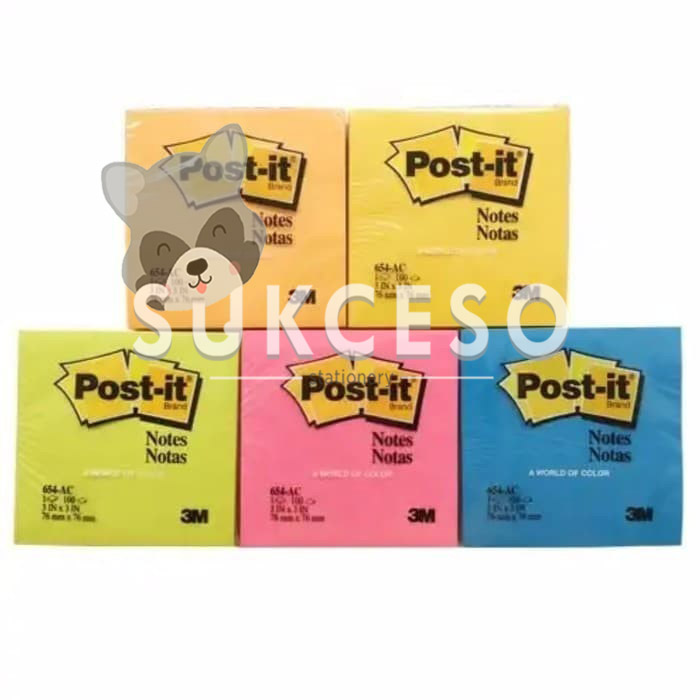 3M Post It Sticky Notes 654-AC Color / Memo Kertas Tempel Warna Murah ...
