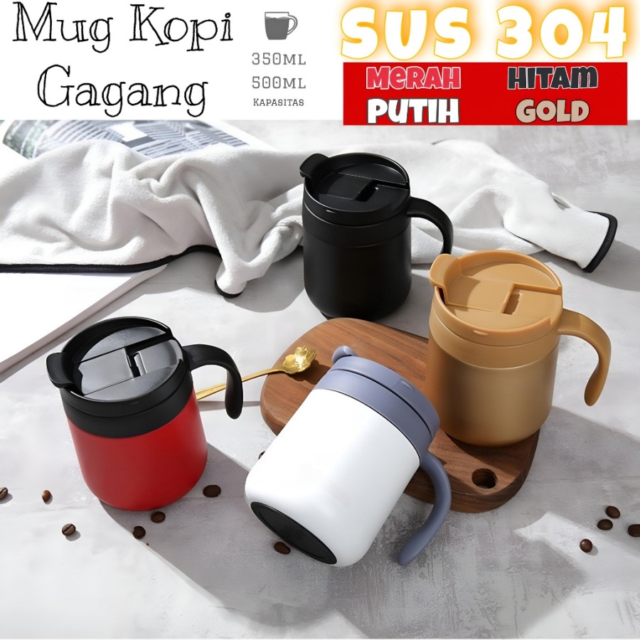 DAsmarakhandi Shop - Coffee Cup Hot Cool Stainless304 HN-59 350/ 500ml - Mug Kopi Gagang Stenlis ...
