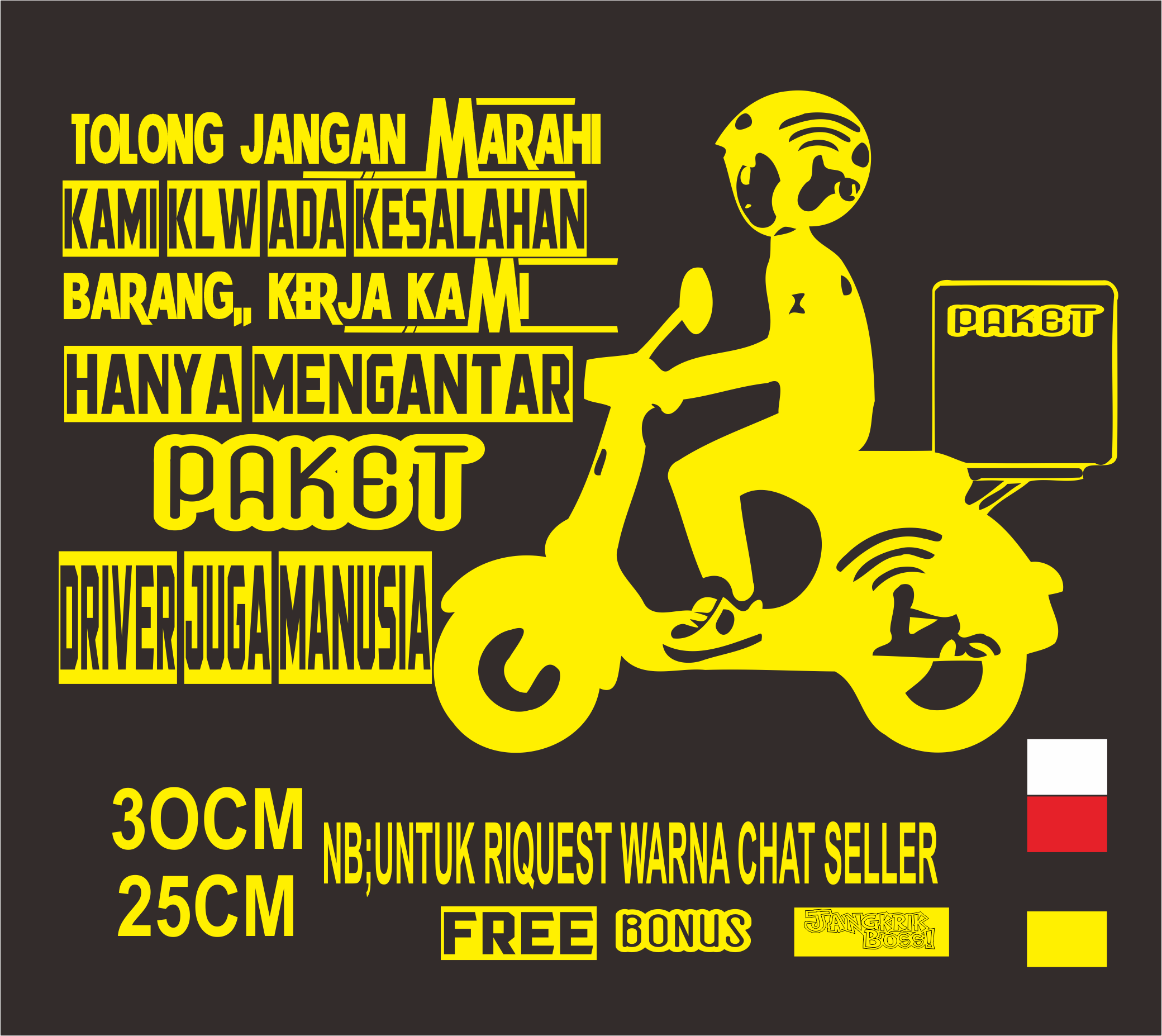sticker mobil cutting sticker mobil gambar TULISAN keren DRIVER PAKET ...
