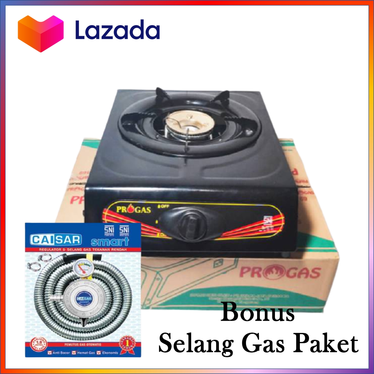 Kompor Gas 1 Tungku Progas 1 Tungku Bonus Selang Gas Paket Regulator ...