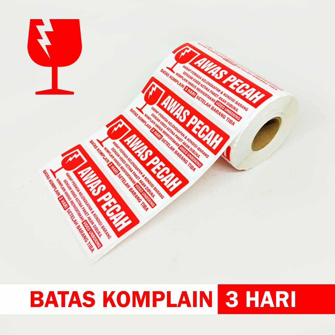 Sticker Label AWAS PECAH Video Unboxing Stiker Pengiriman Online Shop 8 ...